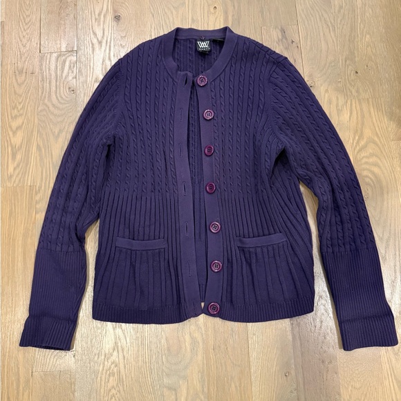Worth | Sweaters | Worth Deep Purple Cable Knit Cardigan | Poshmark